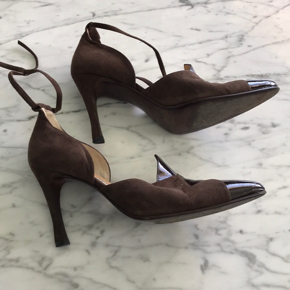 GDM | Shoes | Gdm Brown Suede Leather Slingback Heels | Poshmark